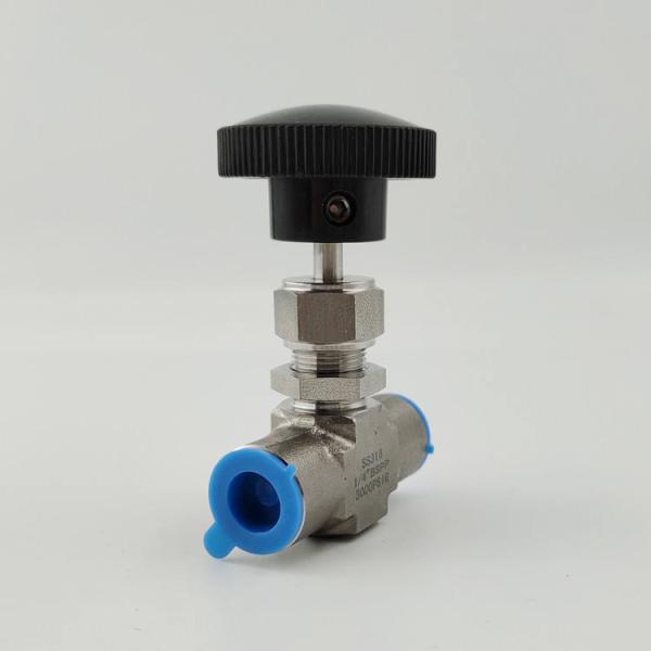 Quality SUS316 Stainless Steel Straight Female Thread Needle Valve Knurled Black Plastic Handwheel Instrument Needle Globe Valve for sale
