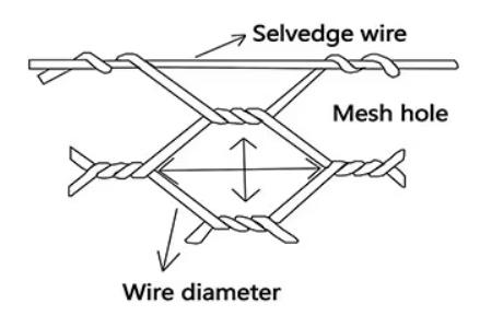 Close-up of hexagonal wire mesh showing wire thickness and mesh pattern