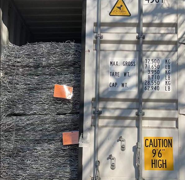 Galvanized gabion baskets loaded in container for Tanzania shipment