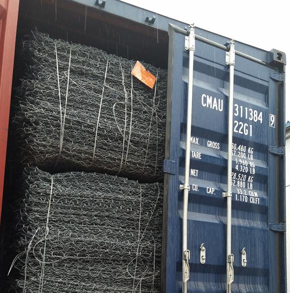 PVC coated gabion baskets ready for Uganda shipment