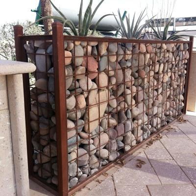 China 3.0-4.0mm Steel Wire PVC Coated Welded Gabion Stone Wall with100x100mm Mesh 2x1x0.6m Cages for Garden Landscaping for sale