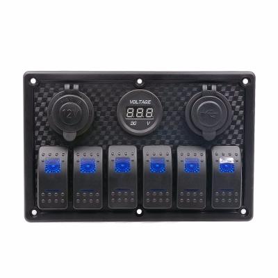 China 6 Gang Marine Boat Rocker Switch Panel, 12V Waterproof RV Led Switch Panel for Car Truck Marine Boat for sale