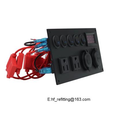 China Dual USB Socket Charger LED Voltmeter 15A Power Outlet Rocker Switch Panel for sale
