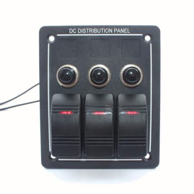 China Auto car marine 12V 3 gang Red single LED rocker Switch Panel with circuit breaker for sale