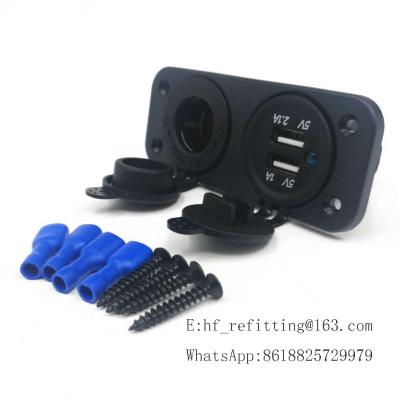 China Two USB Outlet 3.1A Port Socket with Two Hole Panel 12V Power Socket for sale