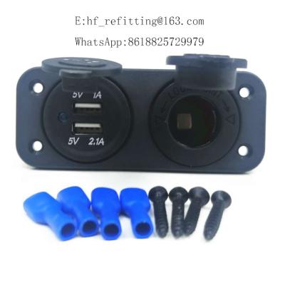 China Auto Parts Dual USB Outlet 3.1A Port Socket with Two Hole Panel 12V Power Socket for sale