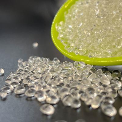 China TPU Granules Thermoplastic Polyurethane Raw Materials High Transparent Hardness 64D Transparency Of About 5-6mm ,Good Rebound, Excellent Toughness for sale