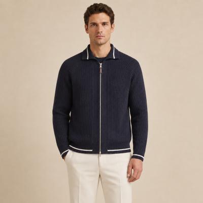 China Men's 7 GG 100% Cotton Breathable Knitted Sweater Cardigan with Full Zipper for sale