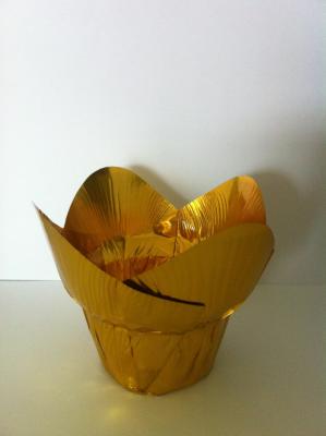 China Golden cake tulip cup/PET Golden color Lotus cup for sale