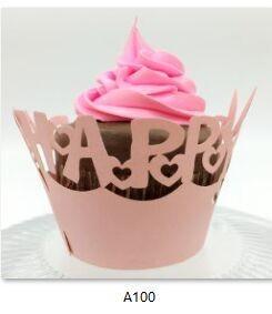 China baby pink Paper Cupcake Wrappers for Birthday Party for sale