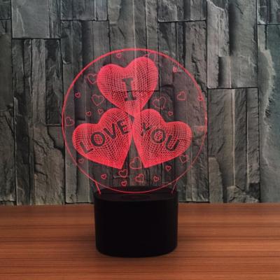 China Indoor Acrylic 3D LED Night  Light for Valentines day  Gift ,Decoration LED Light for sale