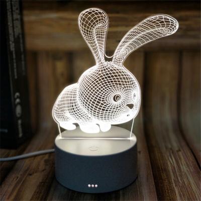 China Cute Rabbit  Indoor Acrylic 3D LED  Night  Light for Gift , Decoration LED Light in many colors for sale