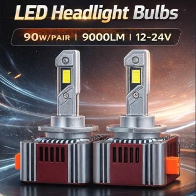 China New 90W 9000 Lumens 6000K Car/Truck LED Headlight Bulb D3S D8S Plug Play 12V Cooling Fan 2-Year Warranty OEM/ODM for sale