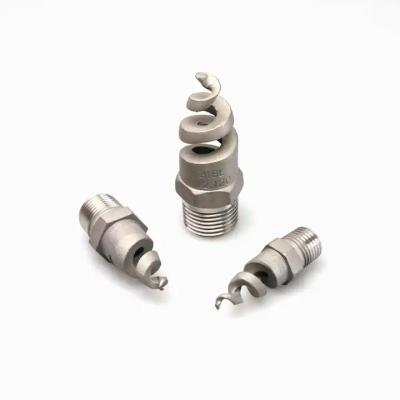 China Cleaning Equipment Parts 1/4 3/4 Metal Dust Control Spiral Nozzle PTFE 316SS Brass Pigtail Spiral Nozzles for sale