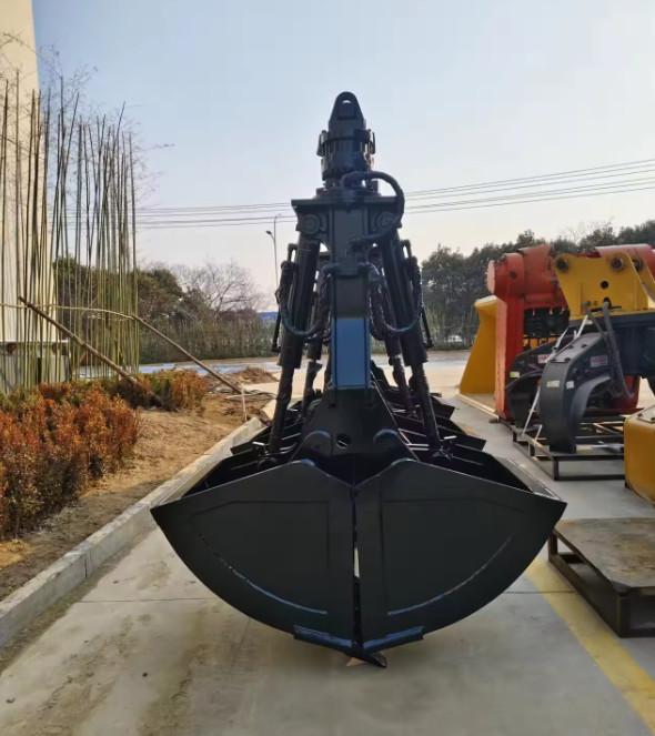 New Excavator Hydraulic Rotary Clamshell Bucket Grab Bucket Two Shells Horizontal Cylinders