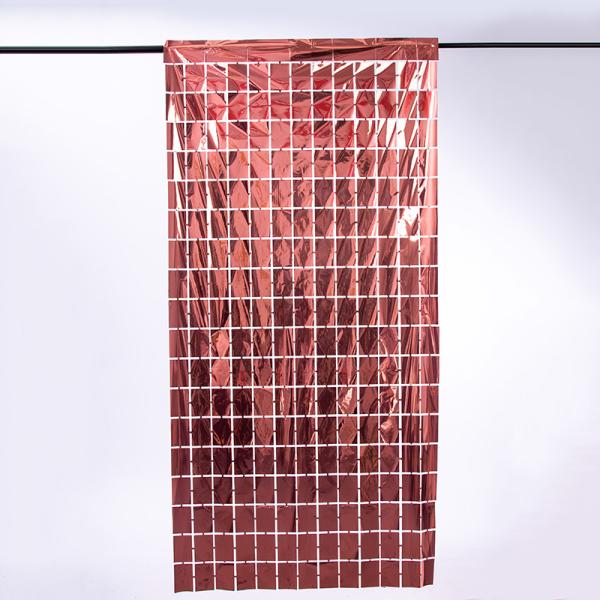 Quality Grid Foil Background Wall Decoration Square Foil Fringe Curtain for Living Room for sale