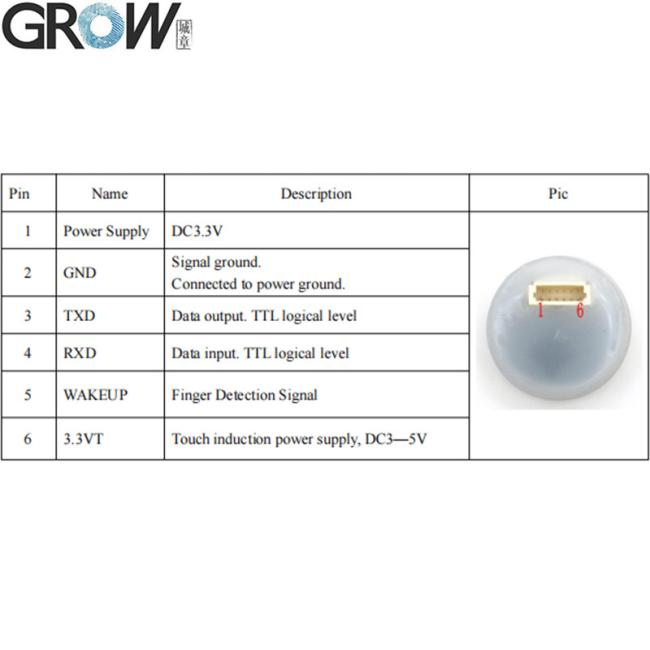 Grow R502-F IP65 Waterproof Small DC3.3V RGB LED Capacitive Fingerprint Module