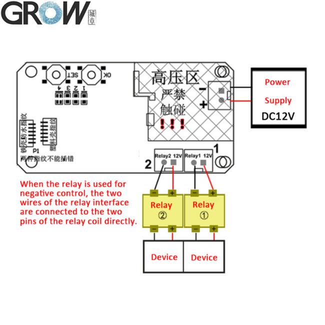 Ks220-S DC12V Fingerprint Control Board 2 Relays Self-Locking/Jog/Ignition Mode
