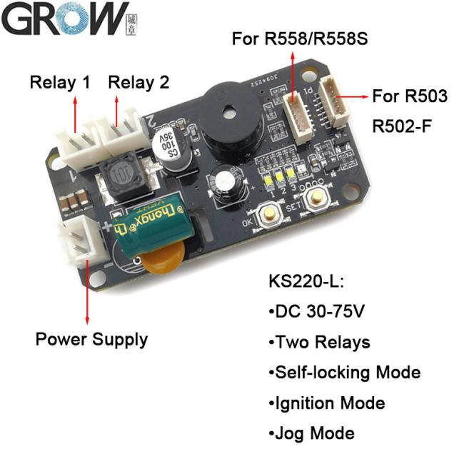 Ks220-L+R558 DC30-75V Fingerprint Control Board 2 Relays Admin/User Funtion Self-Locking/Jog/Ignition Mode