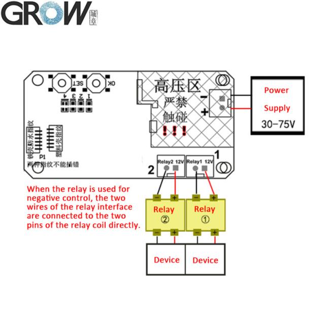 Ks220-L+R558 DC30-75V Fingerprint Control Board 2 Relays Admin/User Funtion Self-Locking/Jog/Ignition Mode