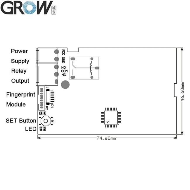 Grow K226+G16 DC10-30V Admin/User Password Fingerprint Control Board