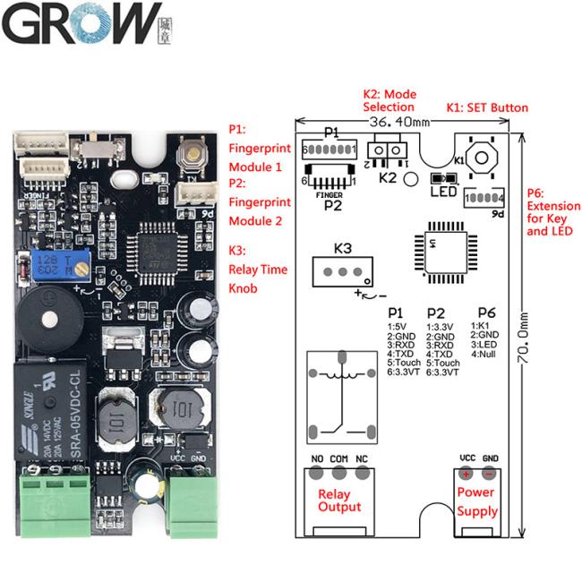 Grow K215-V1.3+R502-Aw Fingerprint Access Control Board for Car