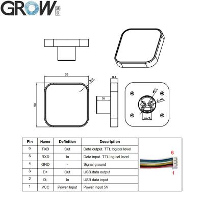 Cina GROW GM811 Serie DC5V 1d 2D USB UART Interfaccia Modulo di lettura di codici a barre Supporto Windows Arduino PDF417 in vendita