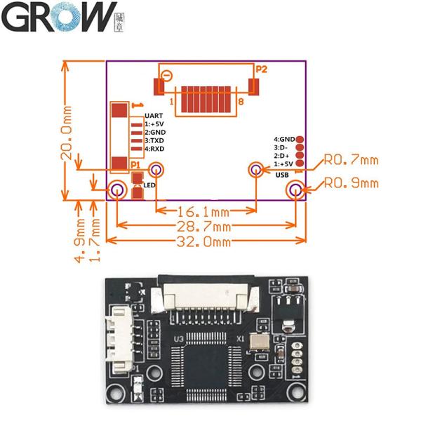 Quality 1000 Capacity Optical Fingerprint Sensor Module 20.4*33.4mm Without Clock for sale