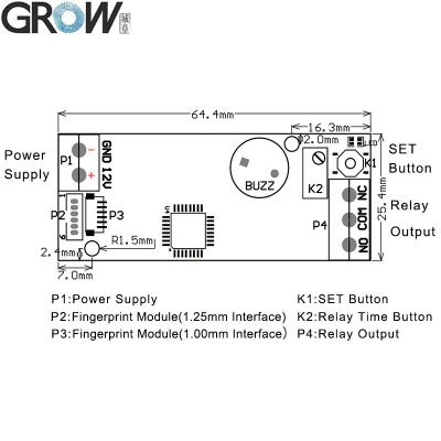 Cina GROW K202 DC12V basso consumo di energia Fingerprint Control Board Switch Fingerprint Access Control System in vendita