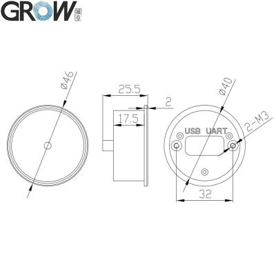 Cina Grow GM73 Small Round Easy Installazione USB UART 1D 2D QR CODICE CODICE SCANner Reader in vendita