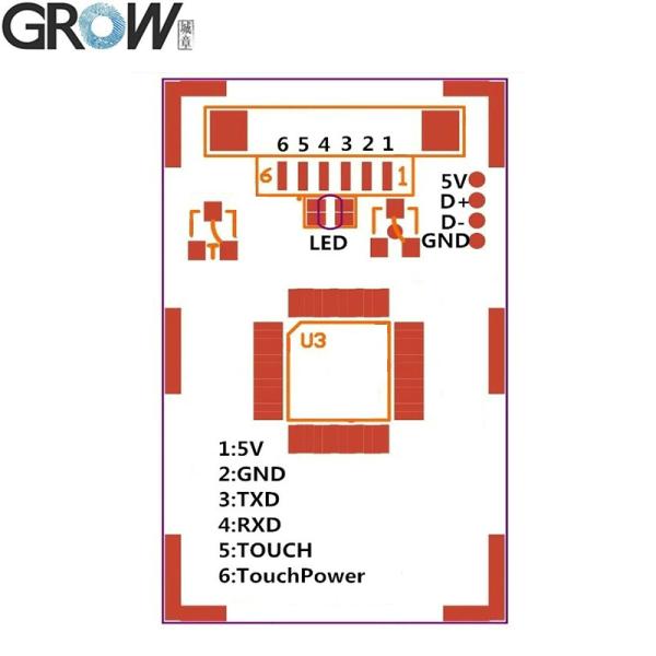 Quality Grow R301T 2000 Capacity Fingerprint Access Control Module Sensor Scanner For for sale
