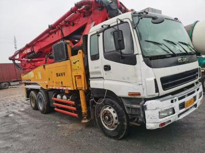 중국 2012 사니 49미터 빨간색 사용 된 콘크리트 펌프와 ISUZU 차시 판매용