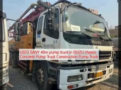 USED SANYPump Truck In ISUZU Chassis Concrete Construction Pump Truck 40m