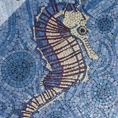 China Bathroom Handmade Glass Mosaic Picture Dolphin Mosaic Mural Decorative Wall Glass Tile Mosaic Art for sale