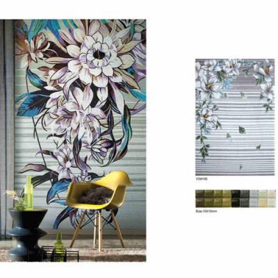 China Bathroom Decor Handmade Glass Mosaic Tile Wall Art Mural Butterfly Pattern Backsplash Tile for sale