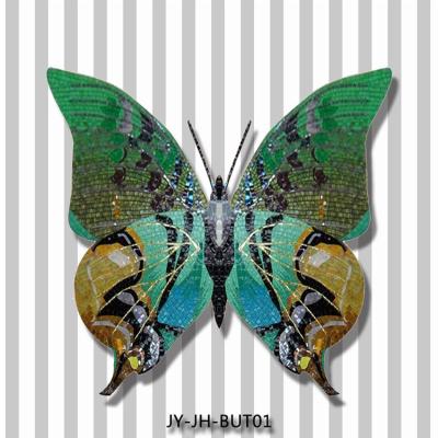 China Butterfly Animal Visual Mosaic Art Tile Wall Mural for Hotel Restaurant Office for sale