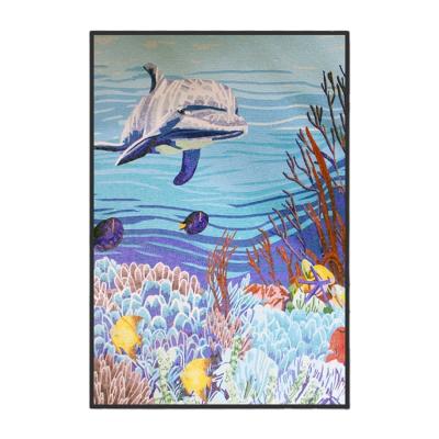 China Ocean World Dolphin Pattern Mosaic Art Tile Swimming Pool Mural Design for sale