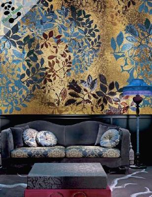 China Glass Mosaic Tile Leaf Pattern Wall Mural Mural Art Mosaic for sale
