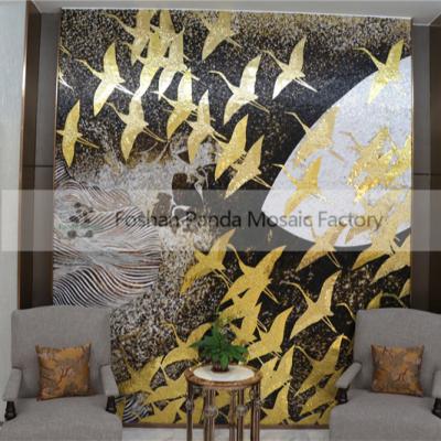 China Mb Pmb16 Glass Mosaic Mural Living Room Wall Tile Mosaic Bird for sale