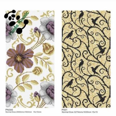 China P117A Winter Flowers Decorative Mosaic Bathroom Wall Mosaic Pattern White Glass Mosaic Tile for sale