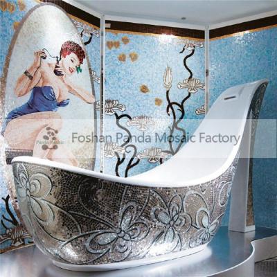 China Silver Butterfly Shoe Mosaic Art Tile Shaped Design Sanitaryware Bathtub Decor for sale