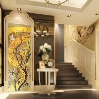 China Custom Glass Mosaic Mural Wall Art with Tree Bird Decorative Pattern 10x10mm for sale