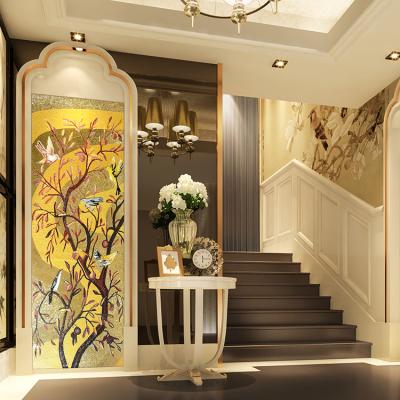 China Background Tree Bird Decorative Wall Patterns Mosaic Mural for sale