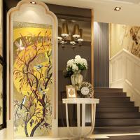 China Custom Glass Mosaic Mural Wall Art with Tree Bird Decorative Pattern 10x10mm for sale