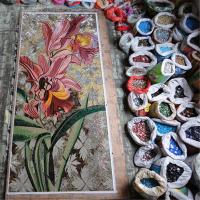 China Custom Glass Mosaic Mural Tile Flower Pattern Decorative Wall Art 30x30cm for sale