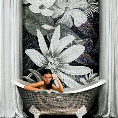 China Tile Flower Pictures Bathroom Mosaic Wall Art Mural for sale