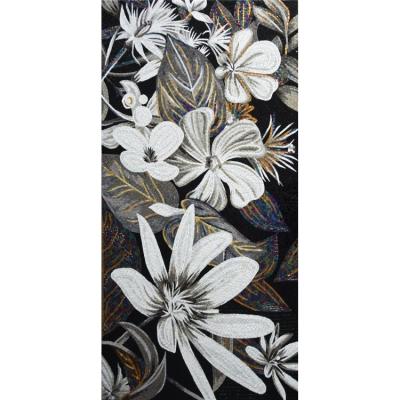 China Italy Flower Pattern Handcut Glass Mosaic Art Tile Wall Mural Decorative Design for sale