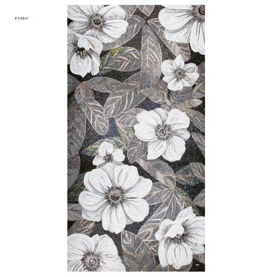 China Italy Classic Flower Design Glass Mosaic Wall Art Murals Pattern for Living Room for sale