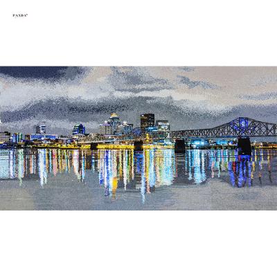 China Night View Cityscape Glass Mosaic Art Tile Wall Decorative Colorful Design for sale