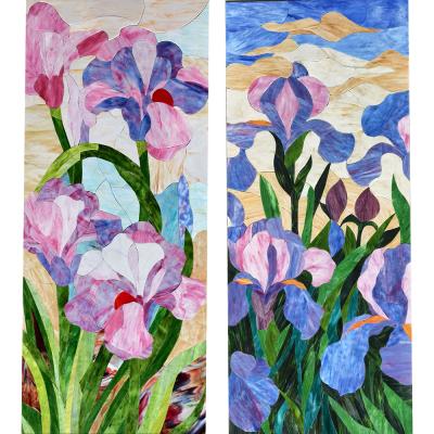 China Modern Nature Floral Pattern Glass Mosaic Art Tile Wall Mural Craft Picture Design for sale